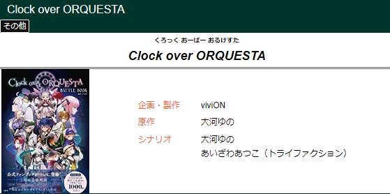 Clock over ORQUESTA キャラクター誕生日